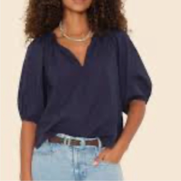 XiRENA | Tops | Xirena Navy Blue Jules Top Blouse Boho Puff Sleeve ...